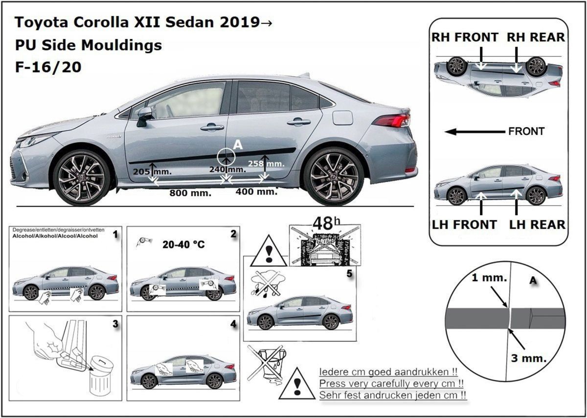 Listwy boczne na drzwi ochronne, Toyota Corolla XII, E21, 2018-2023 ...