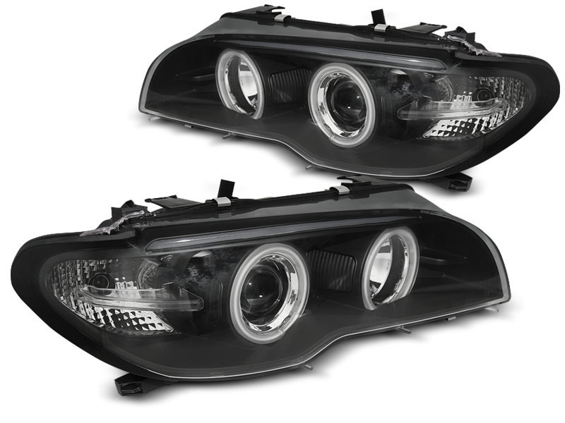 Lampy przednie, BMW 3 E46, 2003-2006, COUPE/CABRIO, ANGEL EYES CCFL XENON BLACK